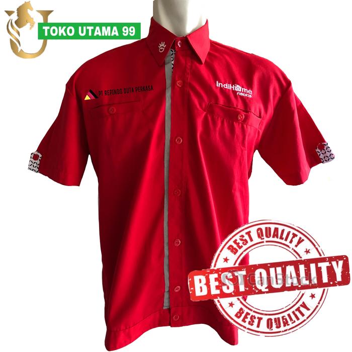 Jual Baju Indihome Merah Full Tambah Bordir Logo Perusahaan - M E R A H ...