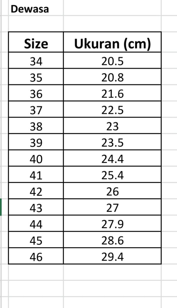 Jual size chart sepatu olahraga pria, wanita, remaja - Kota Surabaya ...