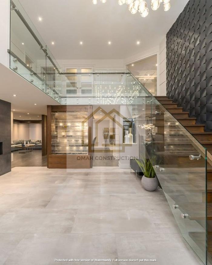 Jual Railing Kaca Tempered 10 mm Tangga dan Balkon Handrail Kayu ...