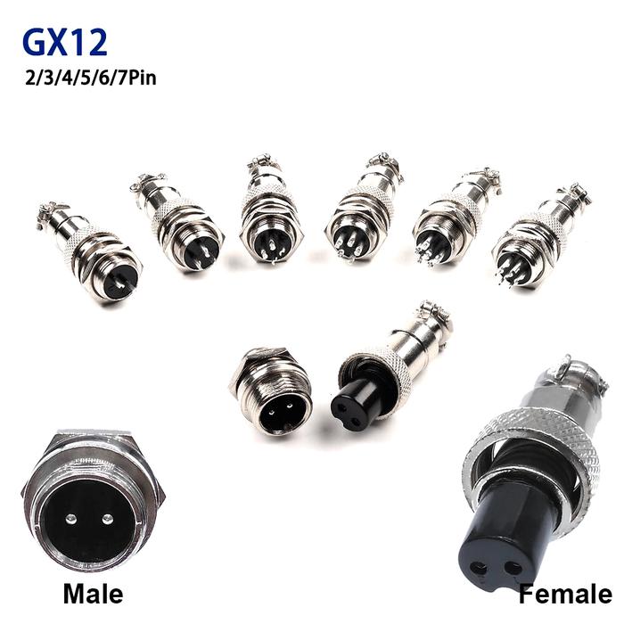Jual GX12 Jack Aviation Plug Socket Konektor GX-12 12mm Male Female 2P-7P - MALE, 4 Pin - Kota ...