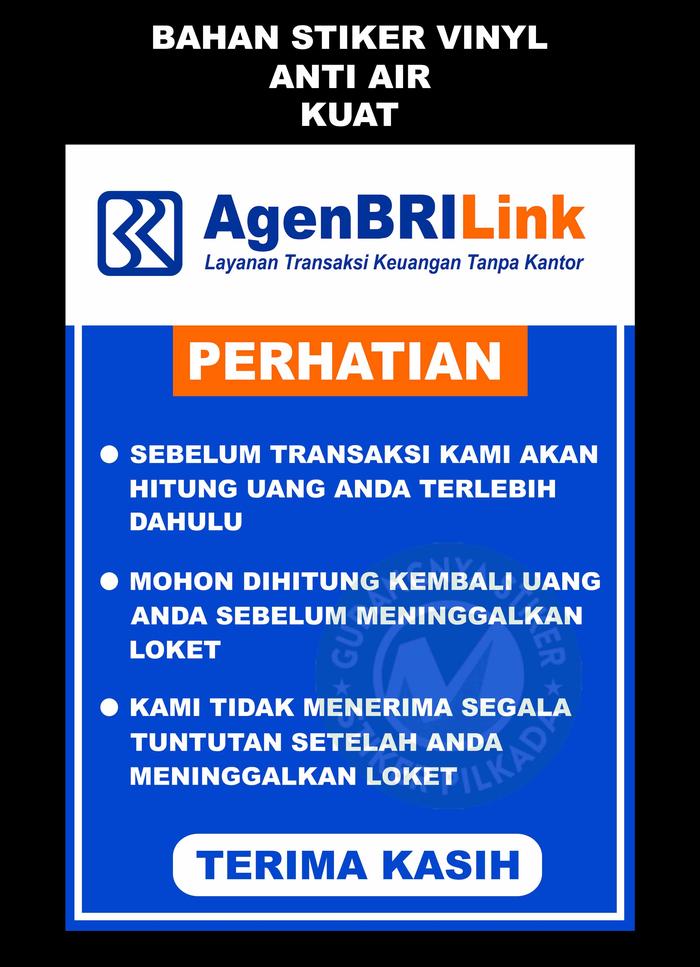 Jual STIKER AGEN BRI LINK UKURAN A4 - 15x20cm - Kota Tangerang Selatan ...