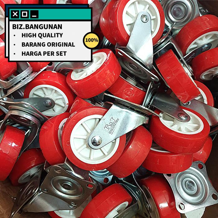 Jual (4PCS) RODA HIDUP NYLON MERAH 2" INCH - KASTOR NILON CASTER TROLLEY - Kota Surabaya - Biz ...