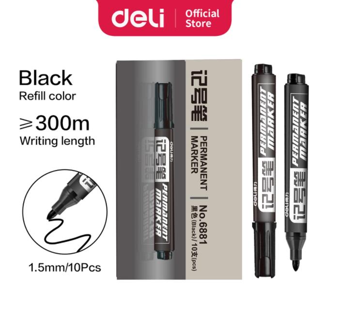 Jual Deli Permanent Marker / Spidol Permanen Isi 10 pcs 6881-10PCS ...