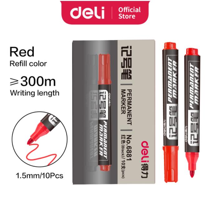 Jual Deli Permanent Marker / Spidol Permanen Isi 10 pcs 6881-10PCS ...
