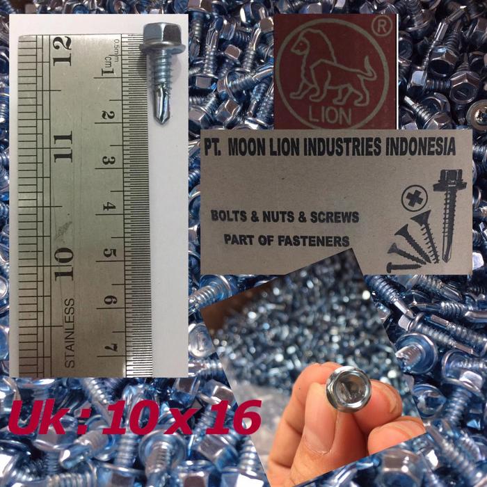 Jual baut, sekrup, roofing, ruping baja ringan uk. 10x16 (1 pack ...