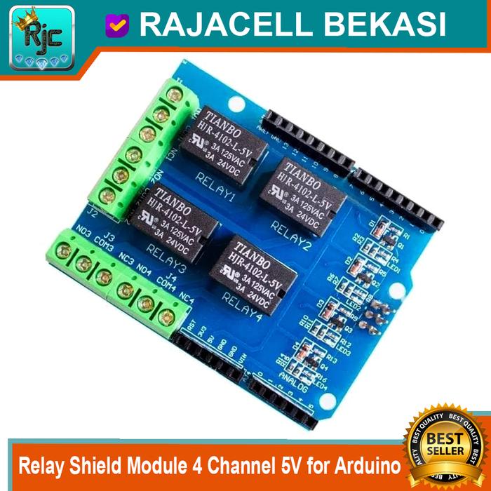Jual Relay Shield Module 4 Channel 5V for Arduino Uno Mega Expansion ...
