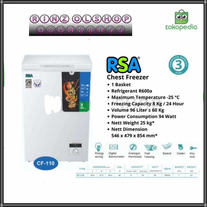 Promo CHEST FREEZER RSA CF-100 LEMARI PEMBEKU FREEZER BOX CF110 Cicil 0 ...