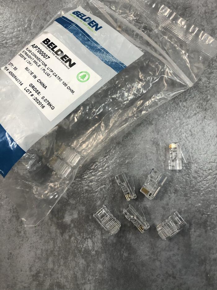 Jual Belden RJ45 connector UTP Cat5e 100 Ohm Straight Male Plug Cat 5e ...