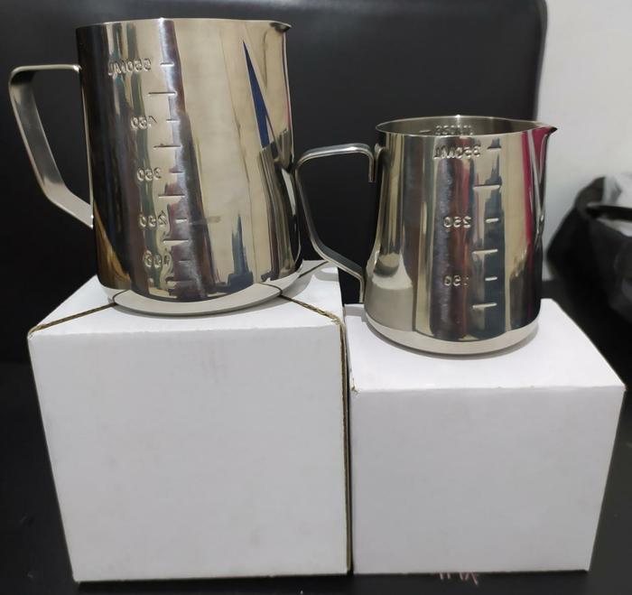 Jual GELAS UKUR STAINLESS STEEL PITCHER UKURAN 350 ML 500 ML - 550 ML ...