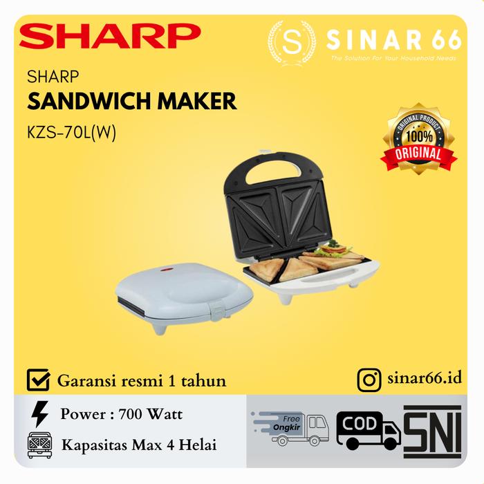 Jual SHARP TOASTER PEMANGGANG ROTI SANDWICH JEPIT KZS-70L(W) KZS70L(W ...
