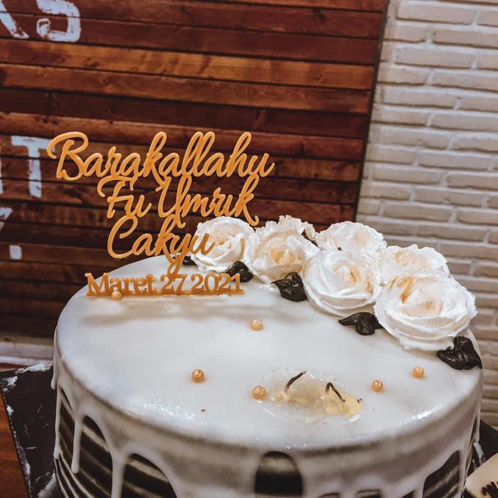 Jual topper cake custom tulisan dan nama - Hijau, tambah hiasan - Kota ...