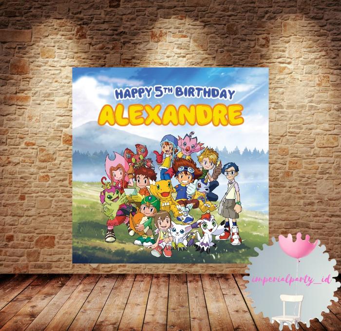 Jual Custom Backdrop Banner Spanduk Happy Birthday Digimon Adventure ...