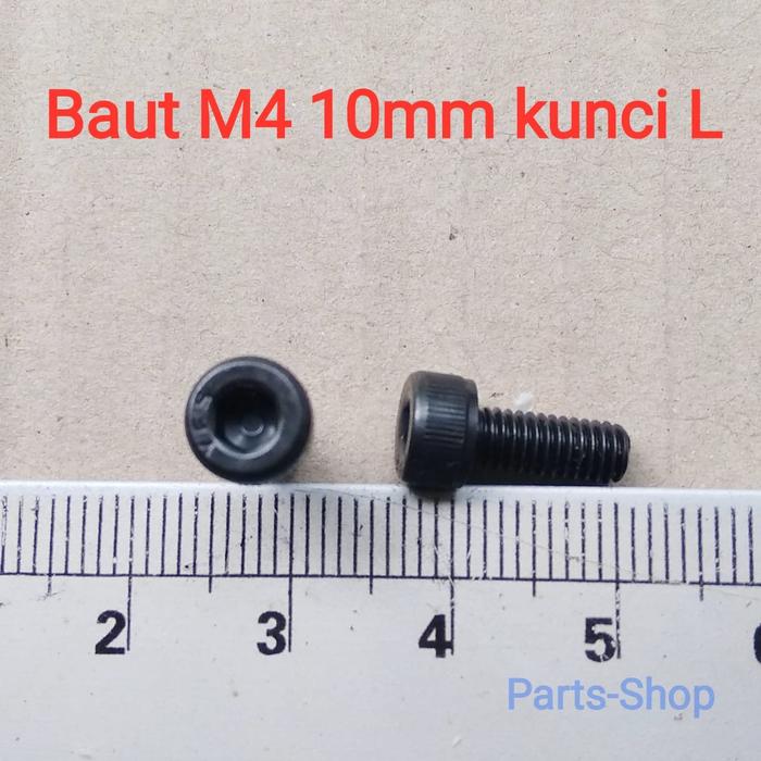 Jual Baut M4 10mm Socket Cap Screw Baud Kunci L 2.5mm 4x10mm Baja Hitam ...