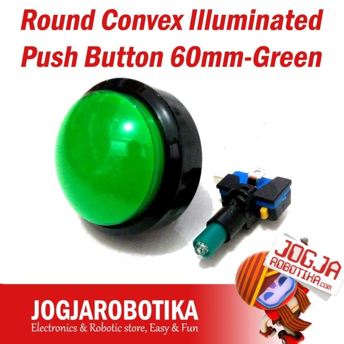 Jual Tombol Acara Kuis Round Convex Push Button With LED 60mm-Green ...