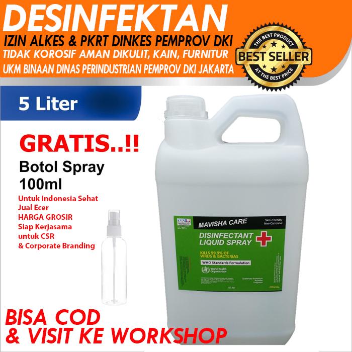 Jual Desinfektan Cairan antiseptik Food Grade 5 Liter - Bonus Botol ...