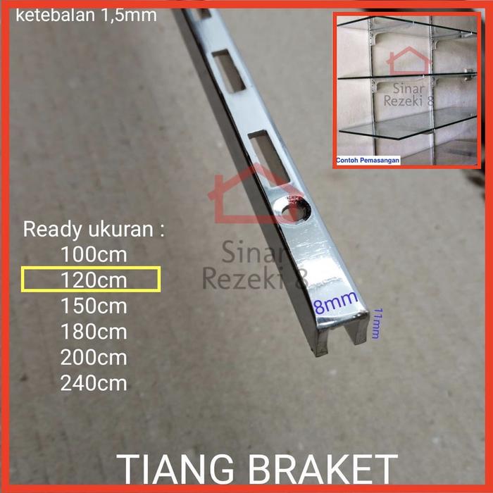 Jual Tiang Bracket Kaca 120 cm / Braket Papan Dinding Kayu Shelf 1,2 ...