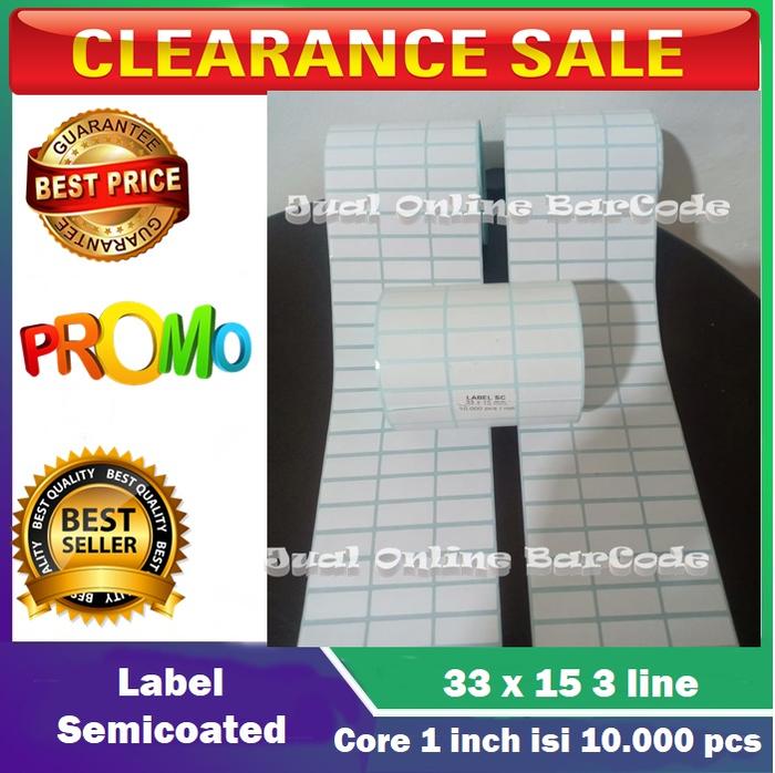 Jual STIKER LABEL BARCODE SEMICOATED | SEMICODE 33x15 33 x 15 3 LINE 10 ...