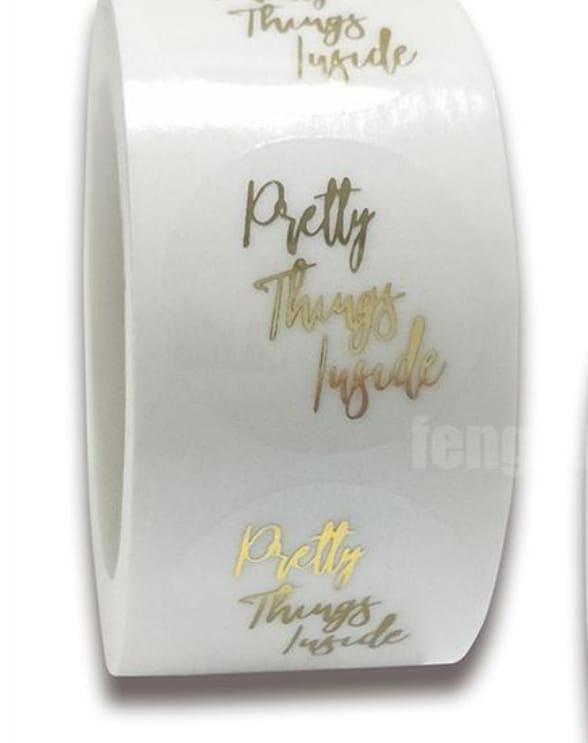 Promo Sticker Label Logo Tempel Pretty Things Inside White Floral P0001 ...