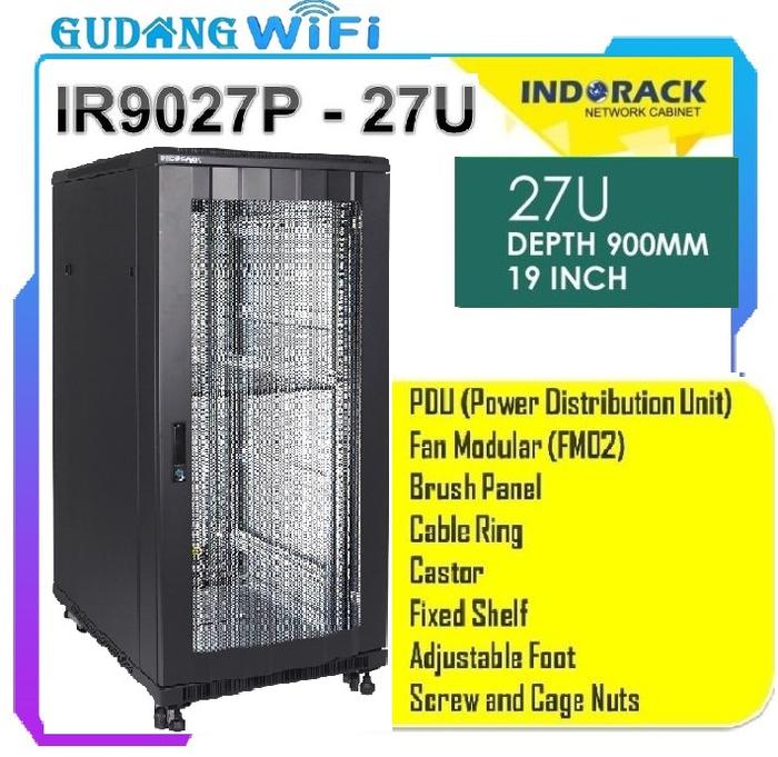 Jual Rack server IR9027P 27U dept 900mm Perforated Door Indorack Close ...