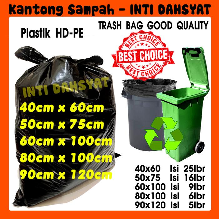 Jual Kantong Plastik Sampah Trash Bag HD-PE Hitam uk. 40x60cm 50x75cm 60x100cm 80x100cm 90x120cm ...