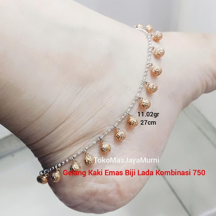 Jual Gelang Emas Kaki Biji Lada mainan bola ukir kombinasi Putih 750 ...