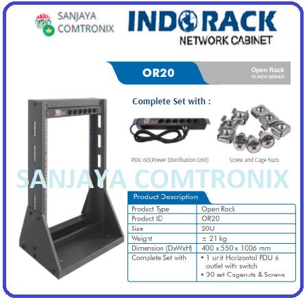 Jual Indorack OR20 19" Standing Open Rack Server 20U ( OR-20 OR20U OR ...
