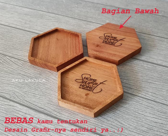 Jual FREE GRAFIR Tatakan Gelas Kayu Hexagon - [HiVE] - Polos, Foodgrade ...