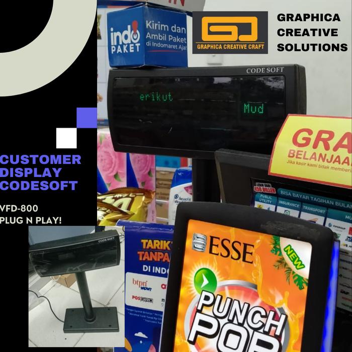 Jual CUSTOMER DISPLAY INDOMARET POLE DISPLAY CODESOFT VFD 800 - VFD800 USB - Jakarta Pusat ...