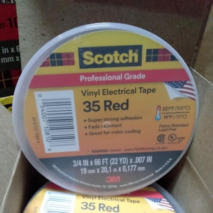 Jual ORIGINAL 3M Isolasi Scotch 35 Vinyl Electrical Tape Merah ...