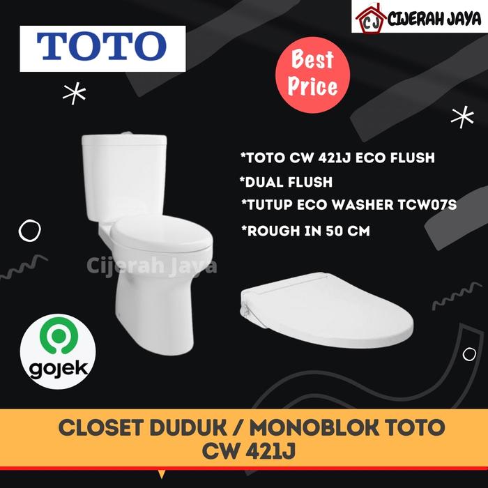 Jual TOTO Monoblok CW421 Ecoflush+Tutup Ecowasher/Kloset Duduk TOTO CW ...