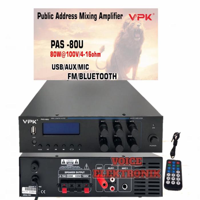 Jual Amplifier VPK Pas 80U Original Bluetooth USB 1Channel - Jakarta ...