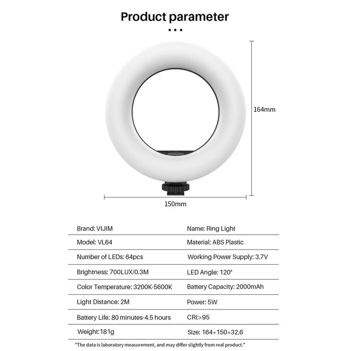 Jual Ulanzi Vijim Vl64 Led Ringlight Ringlite With Built-in Battery Di Seller Noelle ...