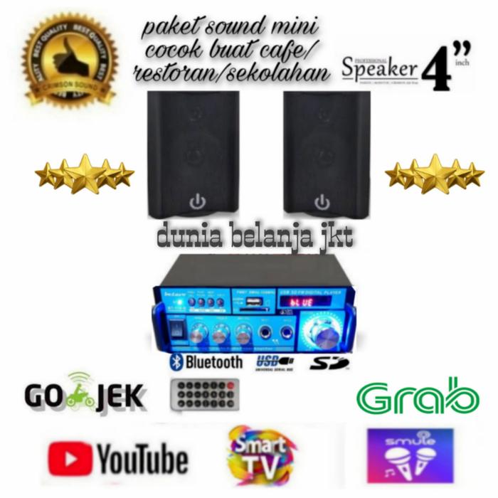 Jual PAKET SOUND AUDIO MINIMALIS 1 UNIT AMPLI USB BLUETOOTH 2 UNIT ...