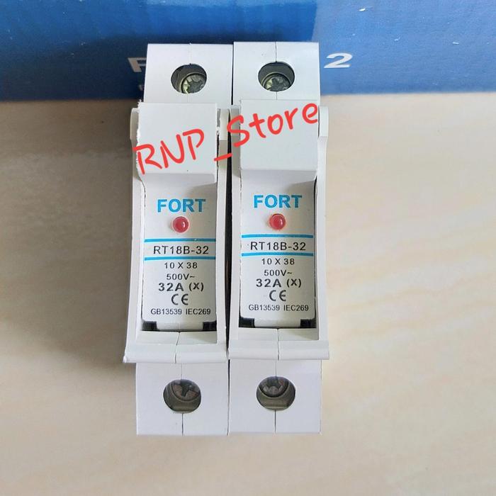 Jual Din Rail Fuse Holder dengan lampu Fort RT18B-32 + Fuse link 2A ...