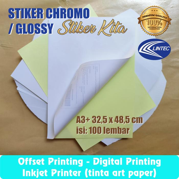 Jual Kertas Stiker KROMO A3+ Sticker CHROMO Glossy isi 100 pcs merek ...