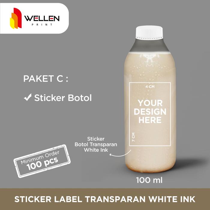 Jual Cetak Stiker Botol Transparant White Ink / Stiker Label Tinta ...
