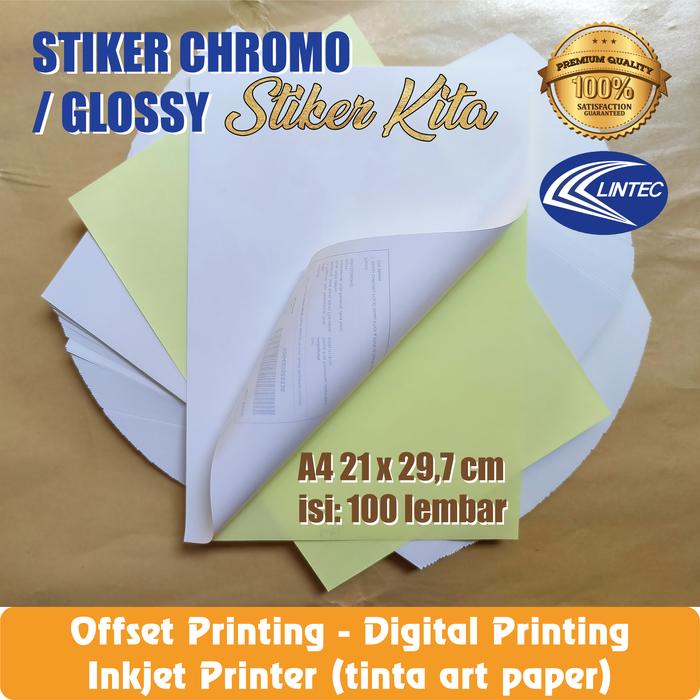 Jual Kertas Stiker KROMO A4 Sticker CHROMO Glossy isi 100 pcs merek ...