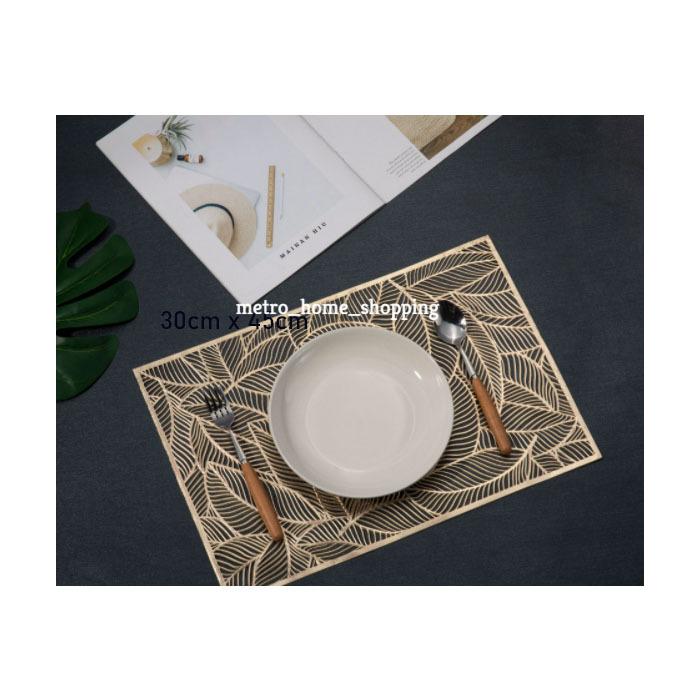 Jual alas tatakan piring makan/tablemat/placemat PVC-MHS170 - motif F gold - Kab. Tangerang ...