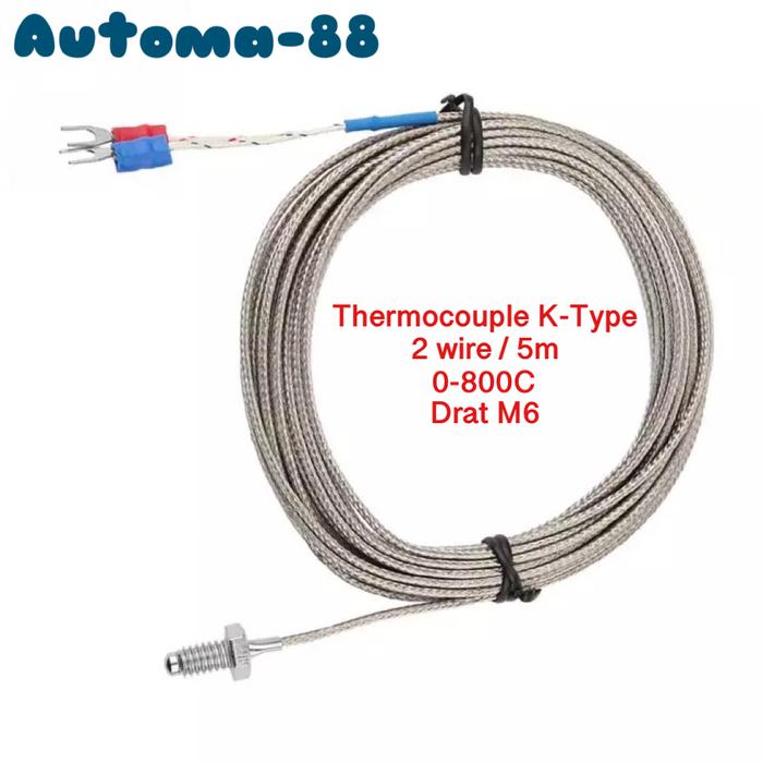 Jual Thermocouple K-Type Temperature sensor 0-800C kabel 5m 5 meter ...