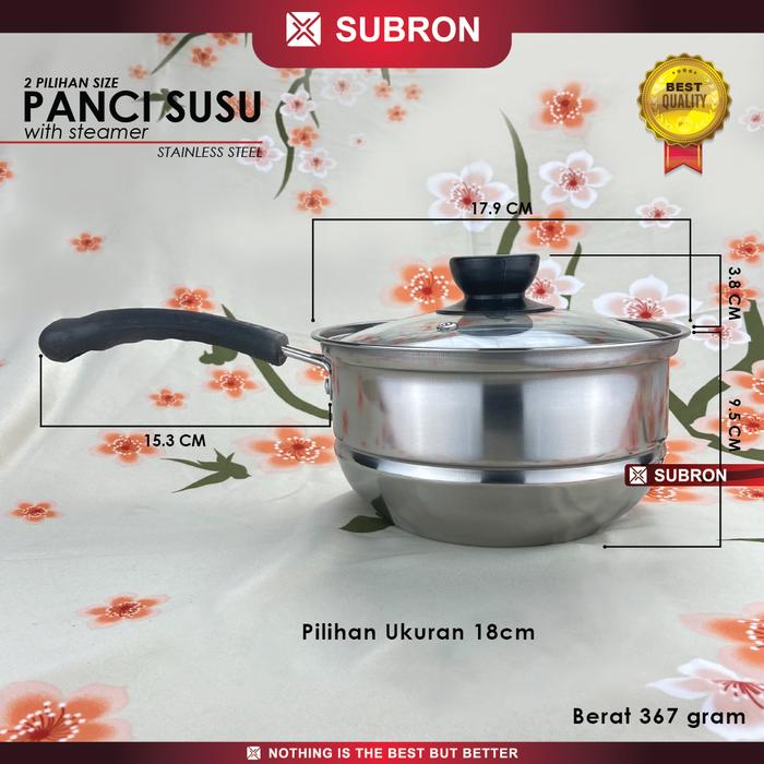 Promo SUBRON Panci Susu Milk Pot Steamer Kukus 18cm 20cm Stainless ...