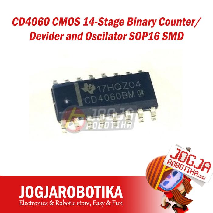 Jual CD4060 4060 CMOS 14 Stage Binary Counter Devider Oscilator SOP16 ...