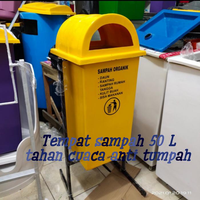 Jual tempat sampah kotak 50L+SKA+model terutup &terbuka rangka besi ...