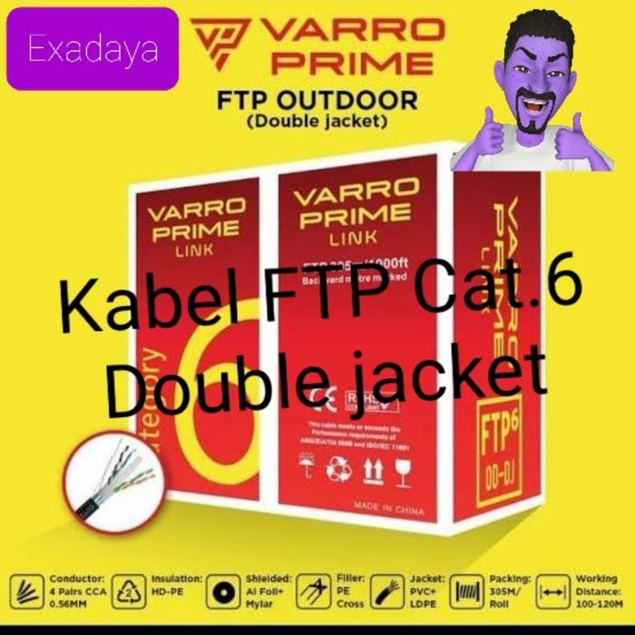 Jual VARRO Kabel FTP Cat6 / Cable Lan STP Cat.6 Double Jacket Outdoor ...
