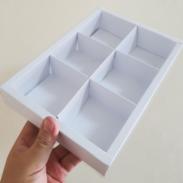 Jual Kotak Kue Sekat 6 Box Cake Mika warna Putih Dus Eggtart Cookies ...