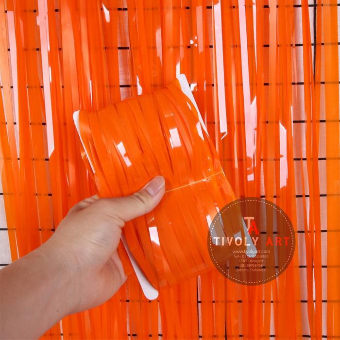 Jual Backdrop / Rumbai ORANGE / Curtain Foil / Tirai Foil ORANGE PASTEL ...