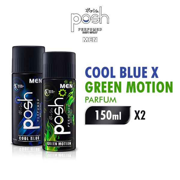 Promo Posh Men Body Spray Cool Blue + Green Motion 150 ml (2 pcs ...