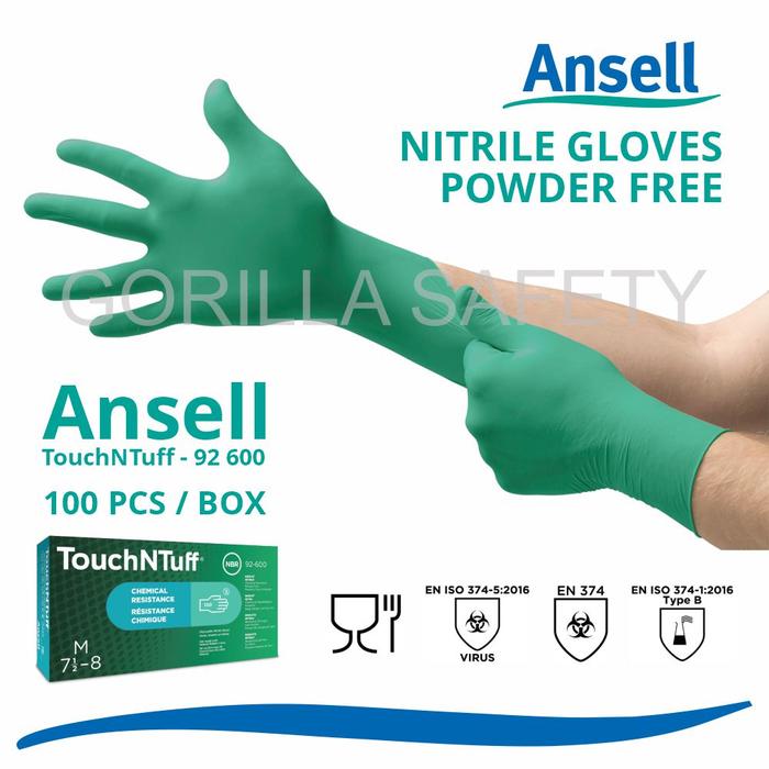 Ansell Touchntuff 92-600 Disposable Nitrile Gloves, 50% OFF