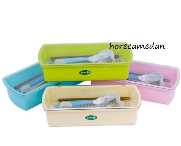 Jual Rovega Cutlery Box / Kotak tempat sendok garpu plastik tutup ...
