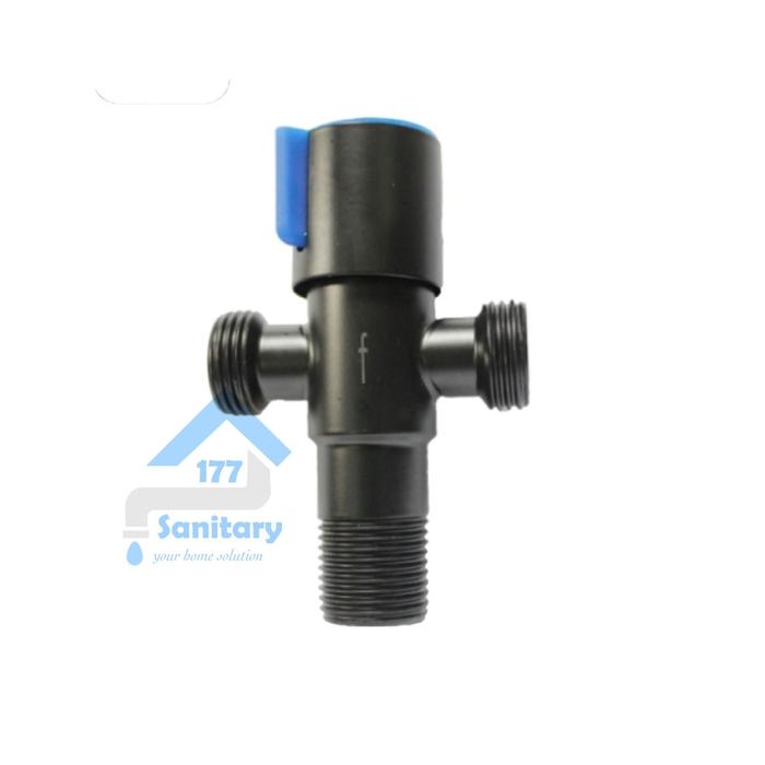 Jual Stop Kran Tee Cabang Stainless Murah HITAM 52BL-Keran kloset dua 2 ...