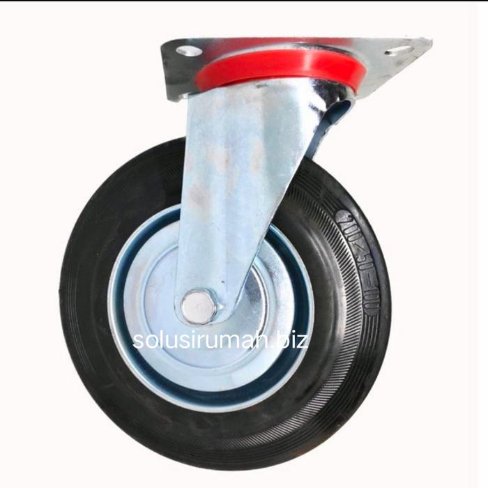 Jual RODA 8" HIDUP RODA KARET HITAM 8 IN TROLI TROLLEY ETALASE 200mm ...